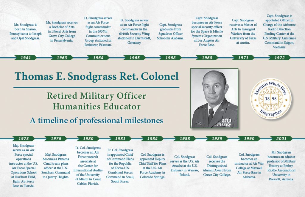 Thomas E. Snodgrass Ret. Colonel - Marquis Who's Who Milestones